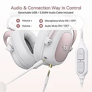 Redragon H510 Zeus White Wired Gaming Headset - 7.1 Surround Sound - Memory Foam Ear Pads - 53MM Drivers - Detachable Microphone - Multi Platforms for PC, PS4/3 & Xbox One/Series X, NS