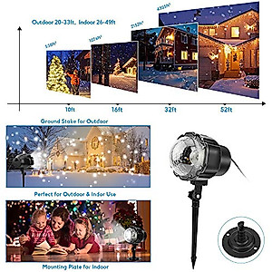 Austrobo Christmas Projector Light Snowfall LED Projector Waterproof Rotating Snow Projection with Remote Decorative Projector for Christmas, Halloween Party