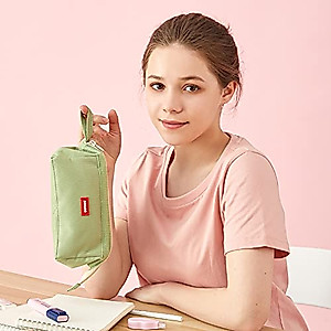 CICIMELON Pencil Case Large Capacity Pouch Pen Bag for School Teen Girl Boy Men Women (Green）