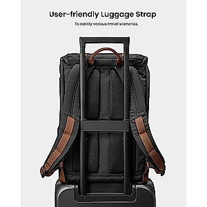 tomtoc Flap Laptop Backpack, Lightweight, Water-Resistant Casual Daypack, Durable Work-pack, Vintage Classic Rucksack for 13-16 Inch MacBook, perfect for Campus, Street, Large Capacity, 22L Black