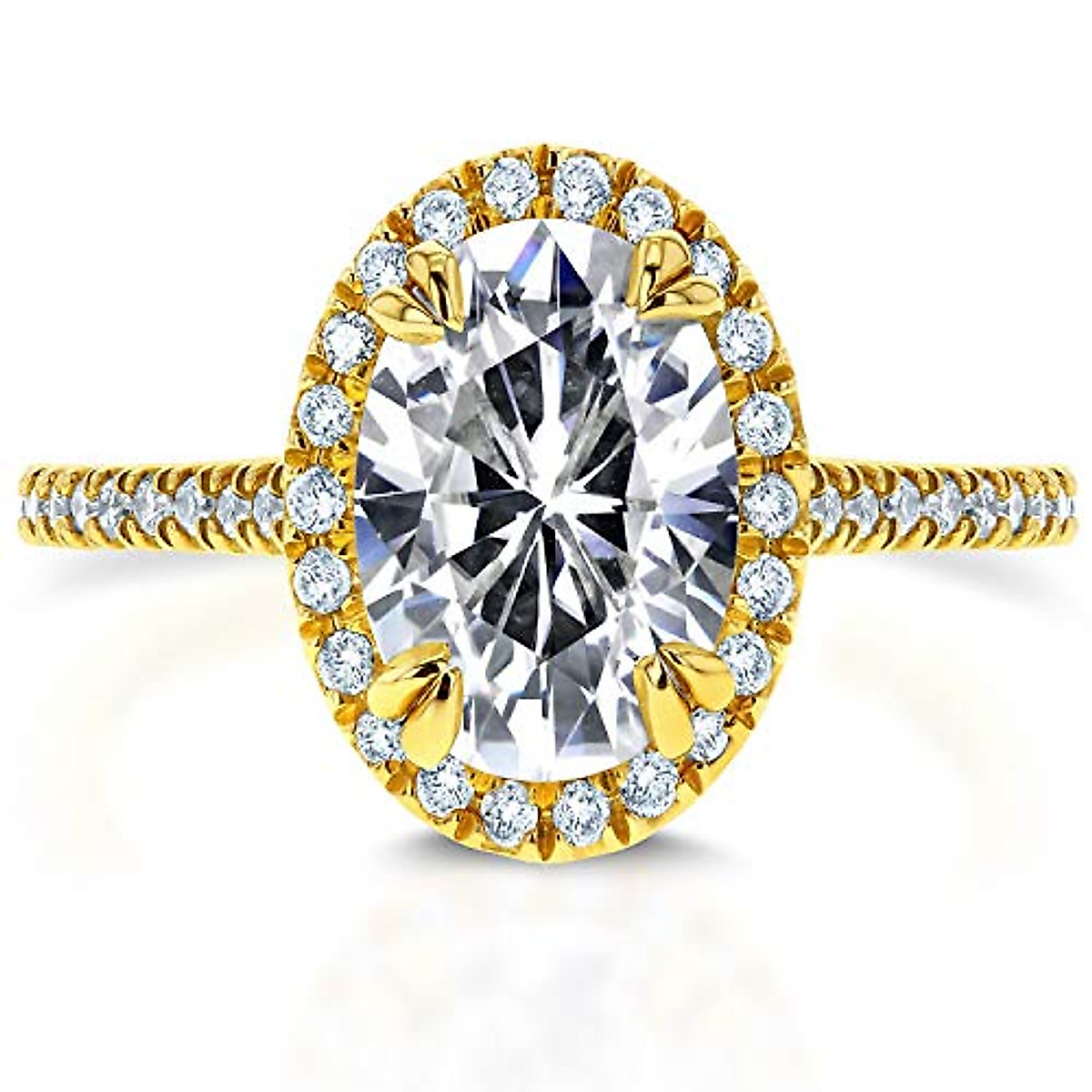 Kobelli Oval Moissanite and Lab Grown Diamond Halo Engagement Ring 1 4/5 CTW 14k Yellow Gold (GH/VS, DEF/VS), 8