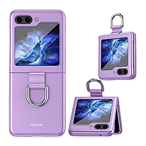 Kowauri for Samsung Galaxy Z Flip 5 5G Case with Ring,Slim Anti-Fall Shockproof Protective Phone Cover Case for Samsung Galaxy Z Flip 5 5G 2023 (Purple)