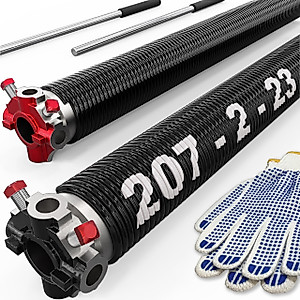 Blesseras Garage Door Torsion Springs with Non-Slip Winding Bars, Oil-Free Electrophoretic Coated Coil 2-Inch Diameter Spring Set, 1 Pair, 207 X 2'' X 23''