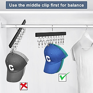 RESOVO 2 Pack Hat Organizer for Baseball Caps, Hat Hanger Space Saving with 10 Clips Ball Caps Rack Holder for Closet - Closet Organizer and Storage Solution Fits All Caps for Men Women -Black