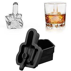 Middle Finger Ice Cube Mold, Easy-Release Silicone, Fun Shapes, Leak, Reusable, Dishwasher Safe, BPA Free, Idea for Whiskey, Cocktails, Coffee, Drinks, and Funny Middle Finger Present (Black)