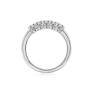 Amazon Essentials Platinum Plated Sterling Silver Infinite Elements Cubic Zirconia Round Cut 5 -Stone Ring, Size 8 (previously Amazon Collection)