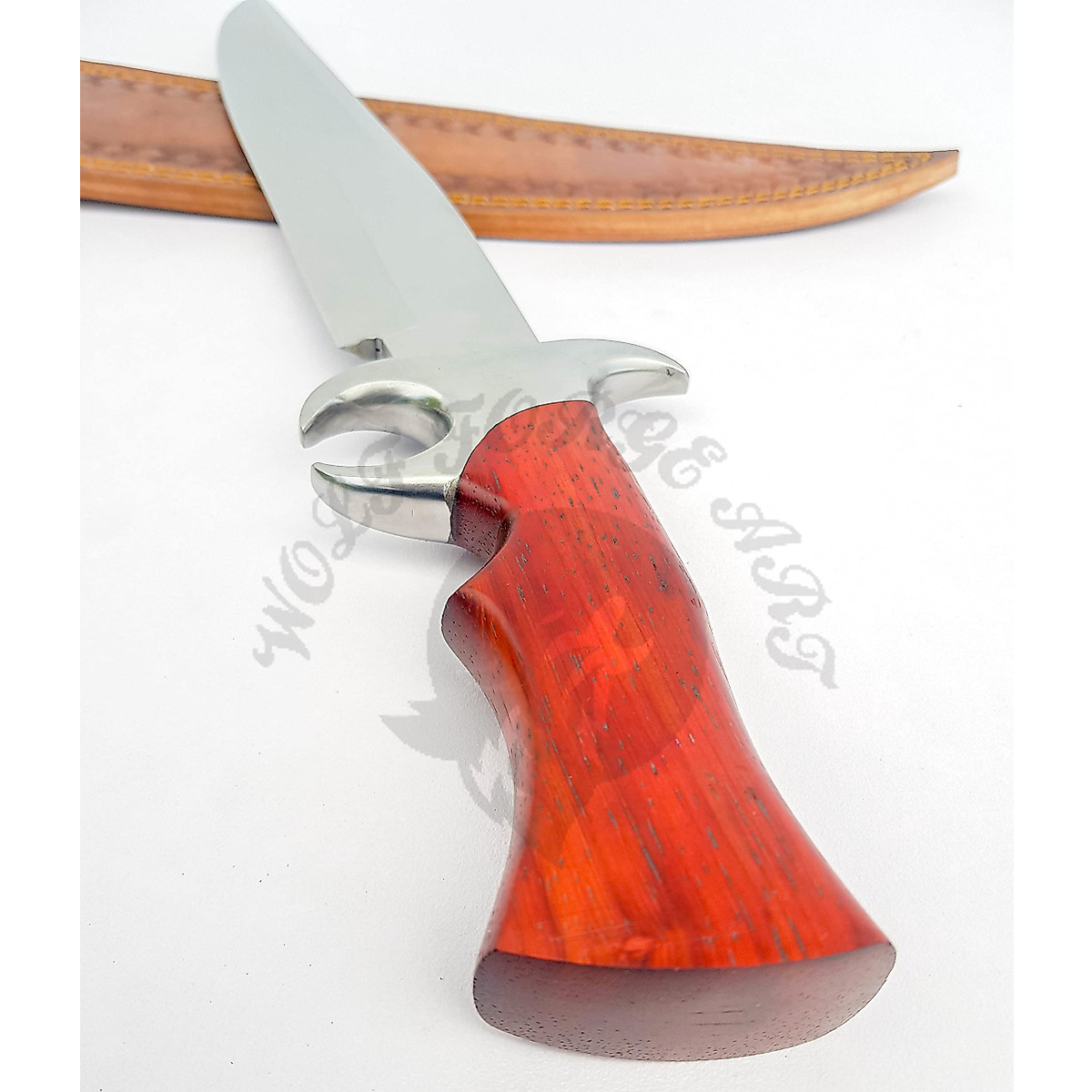 wolf forge art Handmade American Hunting Bowie knife stainless steel Best Hunting Knives For Outdoors Camping survival knife With Leather Sheath