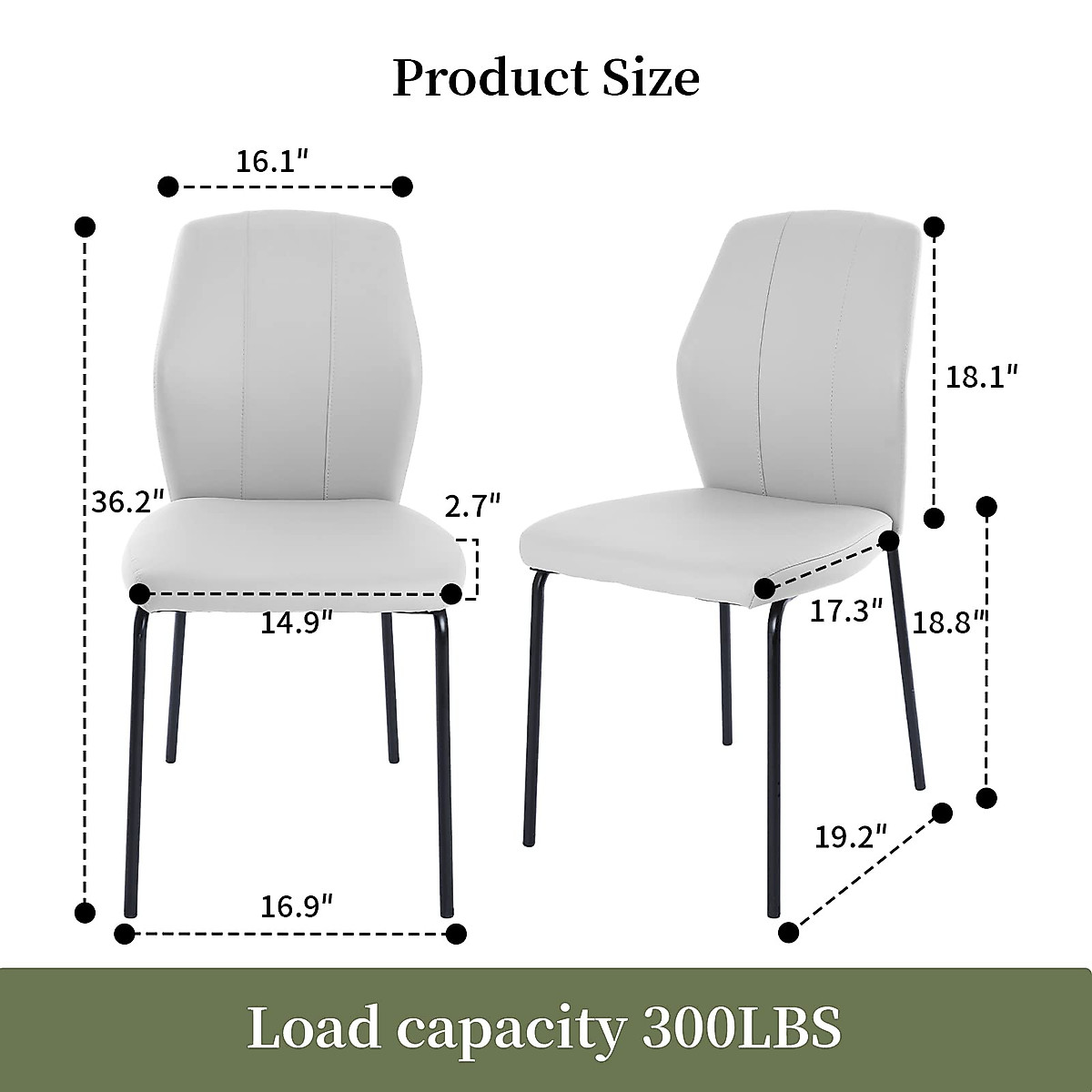 Zerifevni Set of 4 Dining Chair Modern Elegant Side Chairs Leather Durable Wide Cushion for Kitchen Room (4-White)