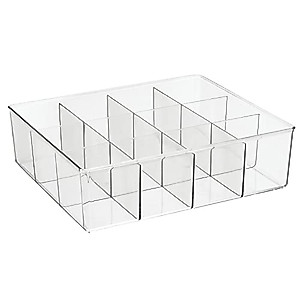 mDesign Plastic 12 Compartment Divided Drawer and Closet Storage Bin - Organizer for Scarves, Socks, Ties Bras, and Underwear - Dress Drawer Organizer, Shelf Organization - Lumiere Collection - Clear