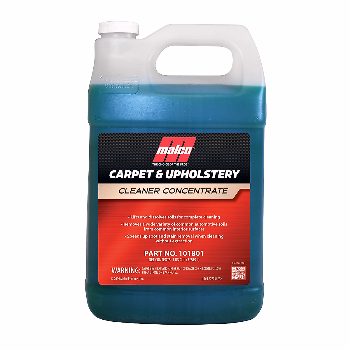 Malco Carpet and Upholstery Cleaner Concentrate - Removes Ground-in Soils and Stains from Automotive and Residential Carpet & Upholstery / 1 Gallon (101801)