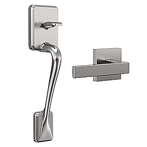 hornbill Front Door Entry Handleset with Level, Single Cylinder Exterior Door Entry Handle with Door Lever, Entry Door Lock Handle Set for Left & Right Sided Doors (Satin Nickel Finish)