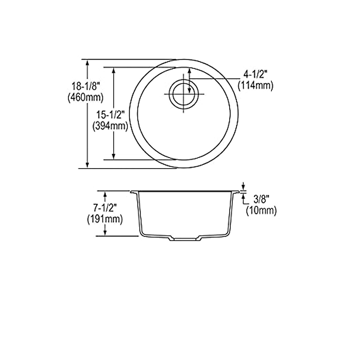 Elkay ELG16FBBK0 Sink, 18-1/8 x 18-1/8 x 7-1/2, Black