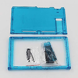 Replacement Hard Housing Shell Front Faceplate Back Cover Case with Buttons Screws Kit for Nintendo Switch NS Console (Clear Blue)