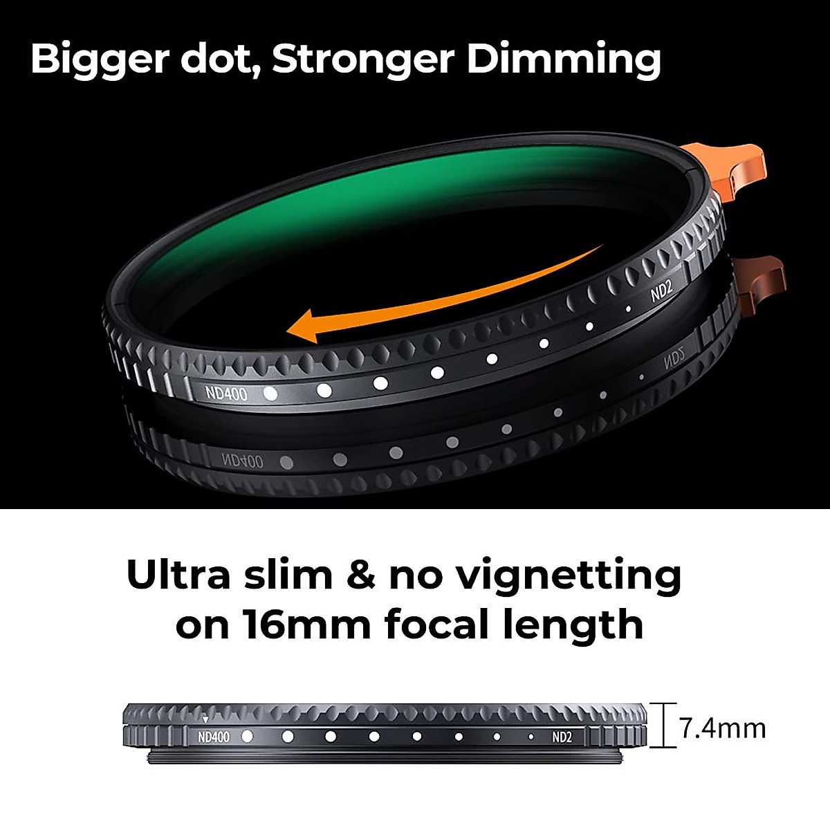 K&F Concept 67mm Putter Variable ND Filter ND2-ND400 (1-9 Stops) 28 Multi-Layer Coatings Import AGC Glass Adjustable Neutral Density Filter for Camera Lens (Nano-X Series)