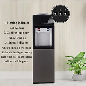 Water Cooler Dispenser 5 Gallon, Top-Loading Hot & Cold Water Cooler for 3 & 5 Gallon Bottles Water Dispenser with Storage Cabinet for Home Office School (Electronic Cooling)