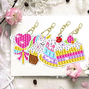 kungerlly 15 PCS Arts and Crafts GEM Keychains for Kids Ages 8-12,Diamond Painting Keychains Kits by Number,Mosaic Toys and Gifts for Girls Ages 3-5 4-6 6-8 (Unicorn Donut Set)