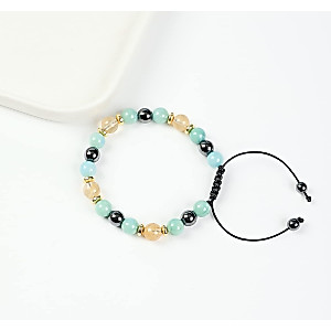 BFGFGO Citrine Crystal Goals Manifestation Bracelet for Money and Good Luck Wealth Bracelet. Authentic Gemstones Citrine Crystal Turquoise