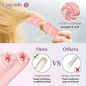 Heatless-Hair-Curler, Upgraded Segmented Design No Heat Silk Curls Headband for More Comfortable Sleep Overnight, Silk Curling Ribbon for Hair with Rubber Bands and Clips (Pink)