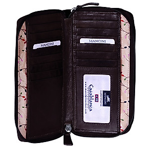 Mancini Leather Goods Casablanca Collection: Ladies’ RFID Double Zipper Clutch