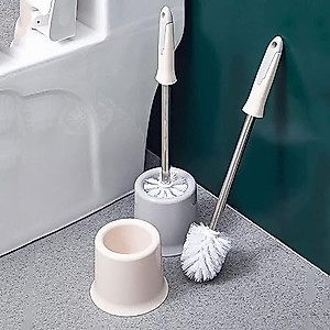 SAAKO Plastic Toilet Brush Lightweight Toilet Bowl Brush Replaceable Brush Head with Clip Toilet Cleaner Brush with Toilet Holder