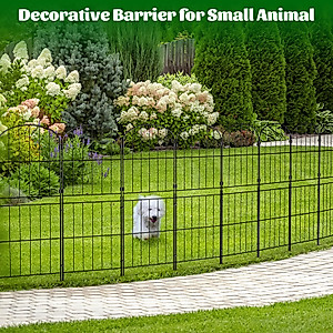 PINPON Decorative Garden Fence 10 Panels 37.5in (H) x 10.4ft (L) Border Animal Barrier, Rustproof Metal Wire Landscape Wire Edge Flower Bed Fencing for Patio Yard Outdoor Decor, Arched