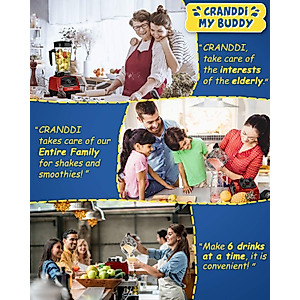 CRANDDI Professional Blender,1500 Watt Commercial Blenders for Kitchen with 70oz BPA-Free Pitcher and Self-Cleaning, Countertop Blenders for Shakes and Smoothies, Build-in Pulse, YL-010-R