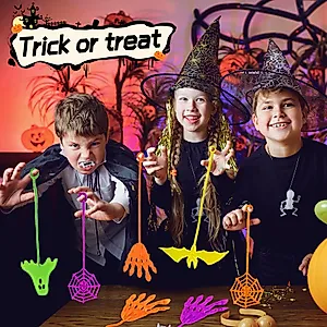 72 PCS Halloween Sticky Hands Toys for Kids, Trick or Treat Non Candy, Halloween Goodie Bag Fillers for Party Favors Classroom Rewards Prizes Gifts