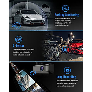 Dash Cam,1080P WiFi Dash Camera for Cars,Dash cam Front with App,Car Camera with Night Vision,170° Wide Angle WDR,24 Hours Parking Mode,G-Sensor,Loop Recording,Support 128GB Max-Hardwiring kit
