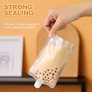 Yardwe 50Pcs Plastic Drink Pouches, 3.5oz Clear Drink Bags Reusable Juice Pouches for Outdoor Travel