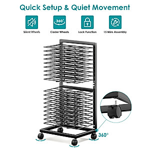 WISIMMALL Art Drying Rack for Classroom,18 Removable Shelves, Painting Drying Rack with Wheels, Functional & Mobile Paint Drying Rack,Stack Rack for Classroom, Art Studios and Schools