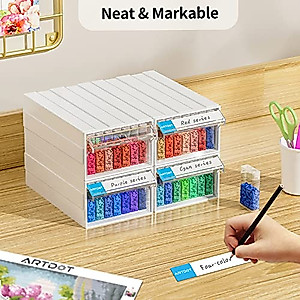ARTDOT Diamond Painting Storage, 4 Pack Stackable Bead Organizer 140 Slots Individual Containers with Diamond Art Accessories and Tools for Beads Nail Pill Rhinestones Seed