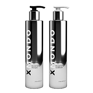 XMONDO Hair Supernova Blonde Toning Shampoo & Conditioner Bundle | Vegan Formula with Vegetable Proteins, Jojoba Oil, and Violet Pigments to Reduce Yellow Tones in Blonde Hair, 8 fl Oz, 2pc Set