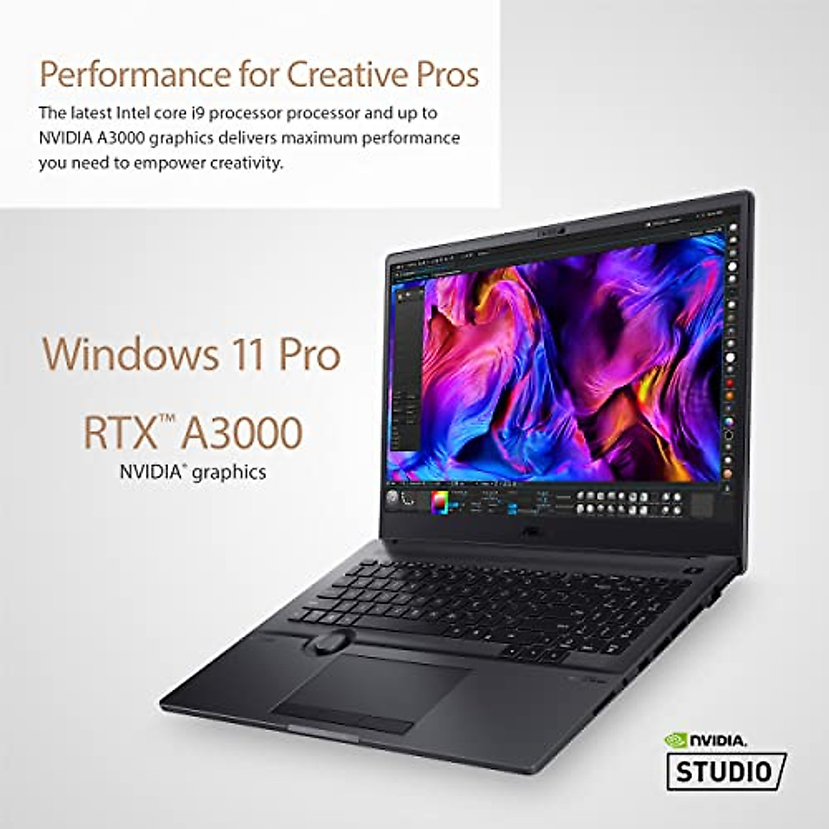 ASUS ProArt StudioBook Pro 16 OLED Laptop, 16” 3840x2400 OLED Display, Intel Core i9-12900H CPU, 32GB DDR4, 2TB PCIe SSD, Nvidia RTX A3000, Windows 11 Pro, W7600Z3A-XB96, Mineral Black