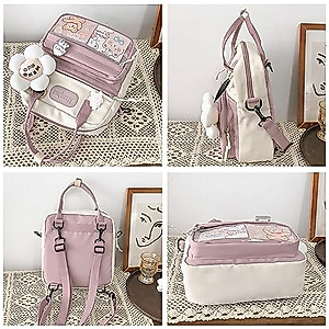 Cute Mini Backpacks with Kawaii Pin and Pendants, Girls Japanese School Bag Travel Waterproof Bookbag Laptop Bag (Green)