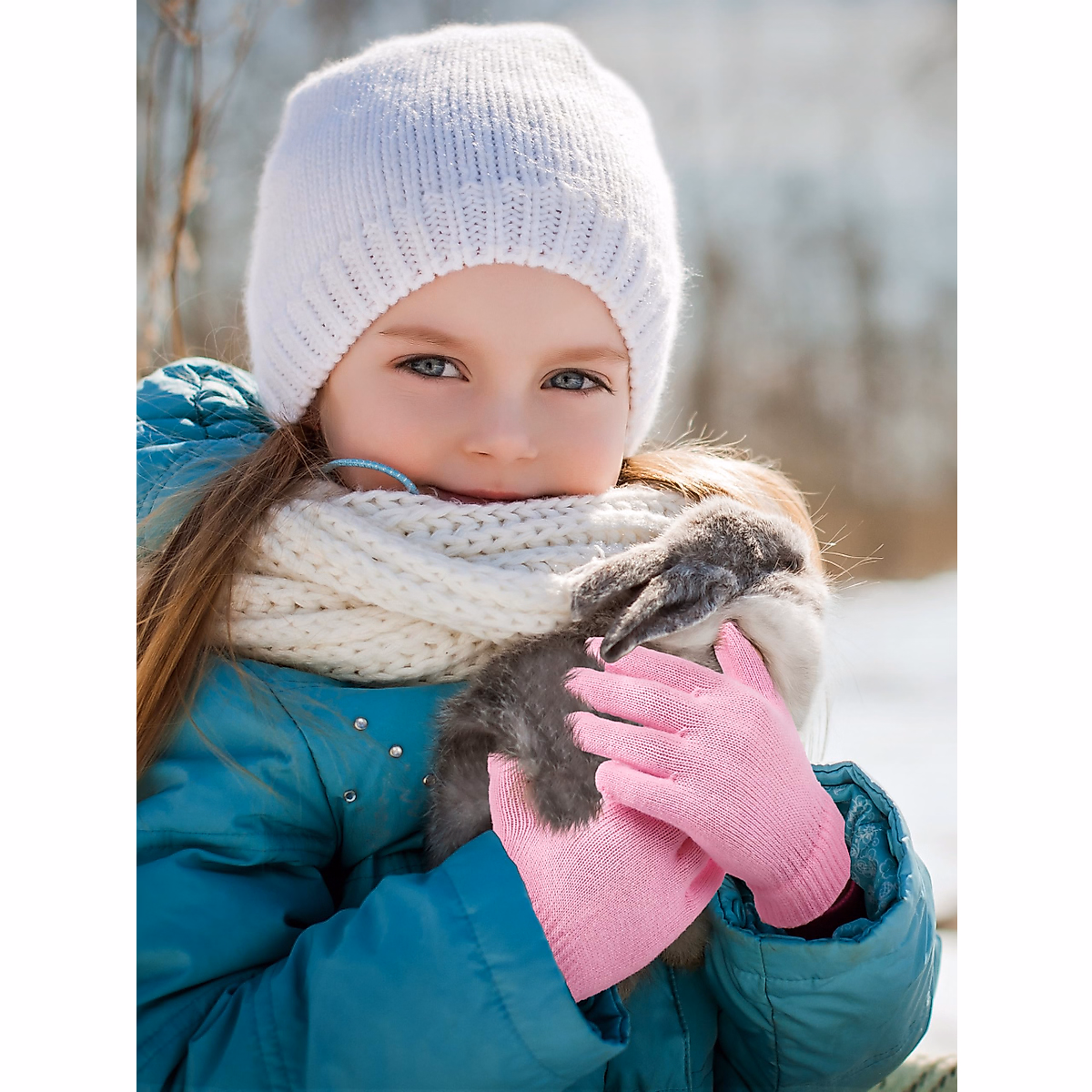 Cooraby 16 Pairs Winter Kids Warm Magic Gloves Full Fingers Stretchy Knitted Gloves for Boys or Girls