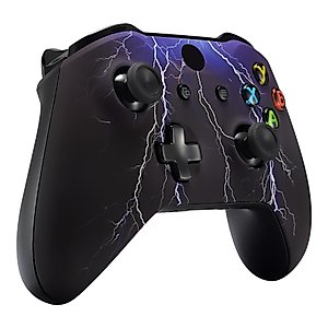 eXtremeRate Purple Storm Patterned Faceplate Cover, Soft Touch Front Housing Shell Case, Comfortable Soft Grip Replacement Kit for Xbox One X S Controller - Controller NOT Included