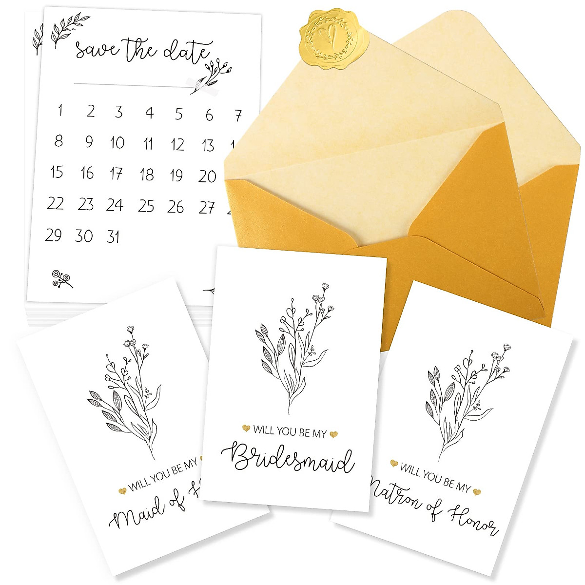 16 Pcs Bridesmaid Proposal Cards Will You Be My Bridesmaid Card with 16 Envelopes Wedding Bridal Shower Card Funny Asking Bridesmaids Cards for Wedding Invitations Cards Party Favor