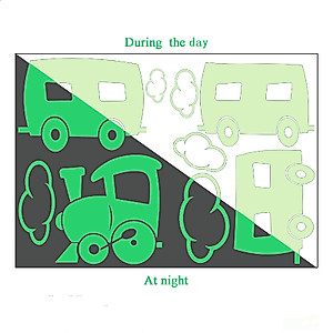 Train Decor,Glow in The Dark Stickers, Nursery Wall Sticker, 2 Pack Trains Wall Stickers for Kids Bedroom Decor