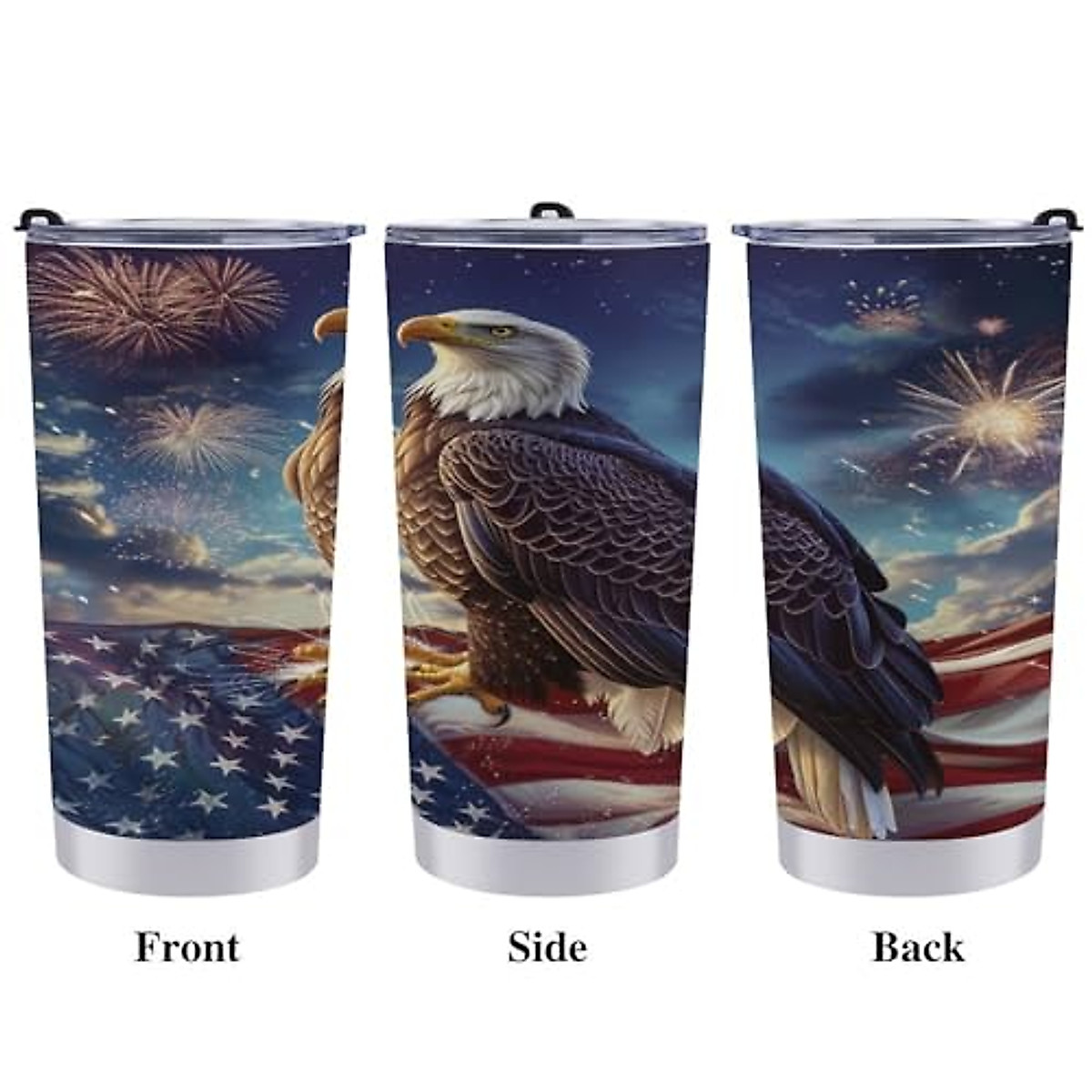 zxxpensy 20 Oz Tumbler Travel Cup Bald Eagle Water Bottle, Stainless Steel Vacuum Insulated Coffee Mug with Straw Lid And Cleaning Brush