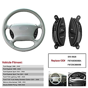 BASIKER Steering Wheel Cruise Control Switch Button Fit for Ford Explorer & Ford Ranger Mercury Mazda Perfect Replacement OEM SW-5928 F87Z9C888BB F87A9D809BA | Black 1998-2005