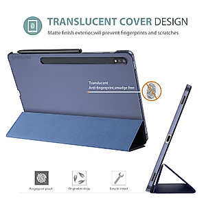 ProCase Cover for Galaxy Tab S8 Plus 2022/ Tab S7 FE 2021/ Tab S7 Plus 2020 12.4 inch Case, Protective Slim Case Folio Hard Back Smart Cover for 12.4” Galaxy Tab S8+ / S7 FE / S7+ -Navy