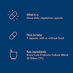 Renew Life Adult Probiotics, 30 Billion CFU Guaranteed, Probiotic Supplement for Digestive & Immune Health, Shelf Stable, Gluten Free, Extra Care, For Men & Women, 60 Capsules