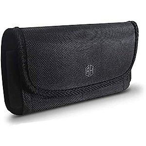 AH Military Grade Canvas Horizontal Men Cell Phone Belt Holder for iPhone 11 12 X Max iPhone 6s 6 Plus 7 Plus 8 Plus Rugged Clip Nylon Phone Belt Pouch Cell iPhone Holster with Belt Loop Fits Otterbox