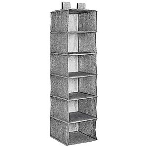 Amazon Basics Hanging Closet Shelf 6 Tier, Heather Grey, 2"D x 12"W x 12"H