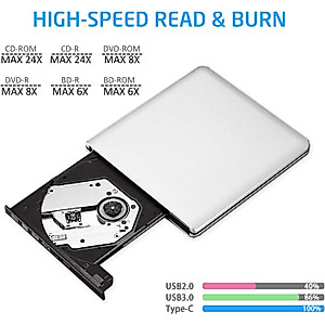 USB C Type C USB 3.0 External 3D HD Blue ray Player for MacBook pro USB C Blue ray Reader Combo DVD Burner Drive for MacBook Pro MacBook Air iMac All Laptop and Desktop pc
