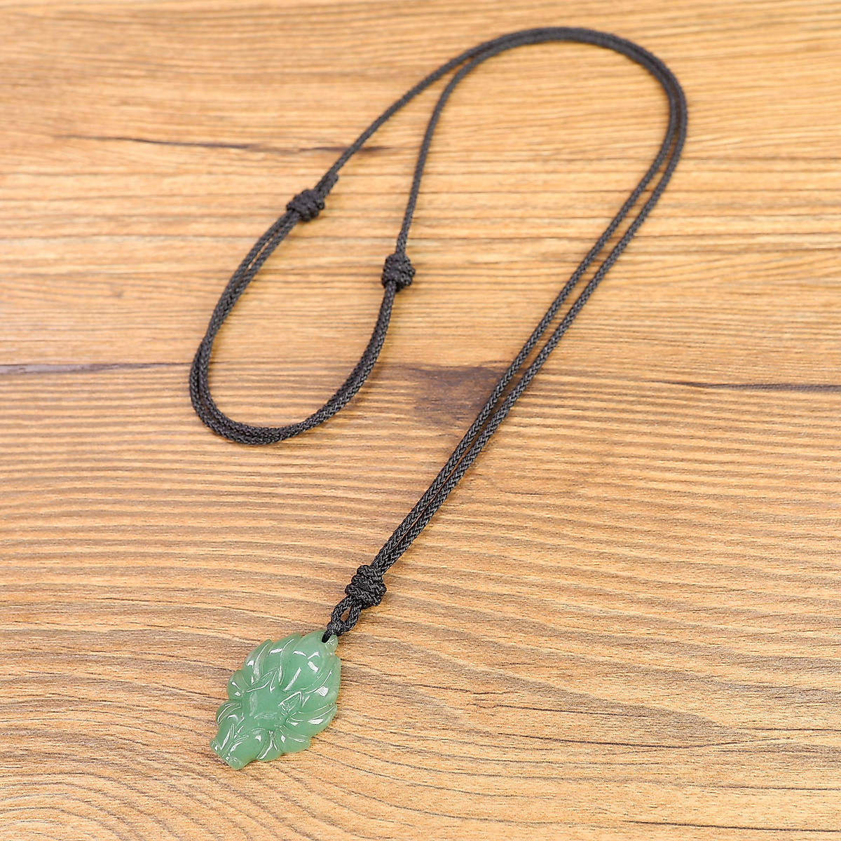 COAI Green Aventurine Stone Amulet Nine Tailed Fox Pendant Necklace for Women Girls