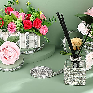 3 Yards Resin Rhinestone Ribbons Self Adhesive Diamond Ribbon Crystal Ribbon Roll Glitter Resin Diamond Ribbons Bling Rhinestone Ribbon for DIY Art Crafts (Silver AB Color, 0.4 Inch)