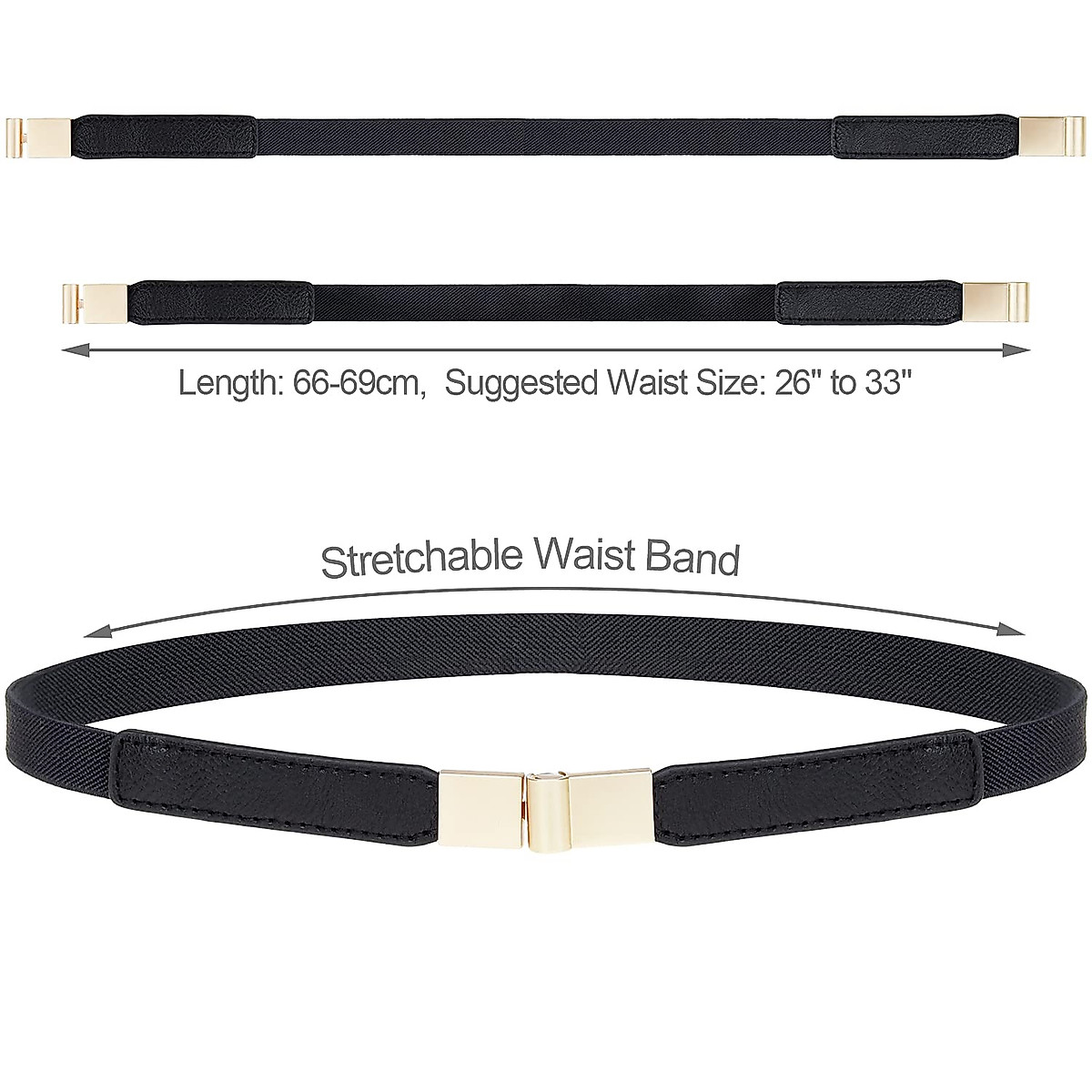 EAONE Skinny Belts for Women 5 Pack, Fashion Women Belts Stretch Plus Size Women Waist Belt Elastic Waist Band for Women Dresses, 5 Style