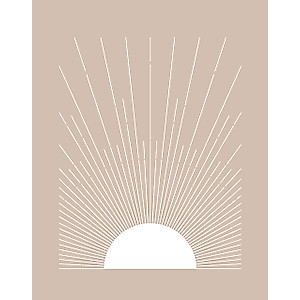 Abstract Geometric Sun & Rainbow Wall Art - Set of 2-11x14" UNFRAMED Prints - Modern, Minimal, Mid Century Modern Decor - Scandinavian, Bauhaus, Boho Wall Decor