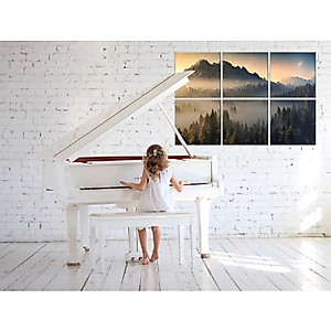 JBER Art Acoustic Panels Decorative, 6 Pack Acoustic Panels Art for Wall Decoration with Self Adhesive, Suitable for Recording Studio, Home Soundproof Wall Panels, 72x48inch (Misty Forest)